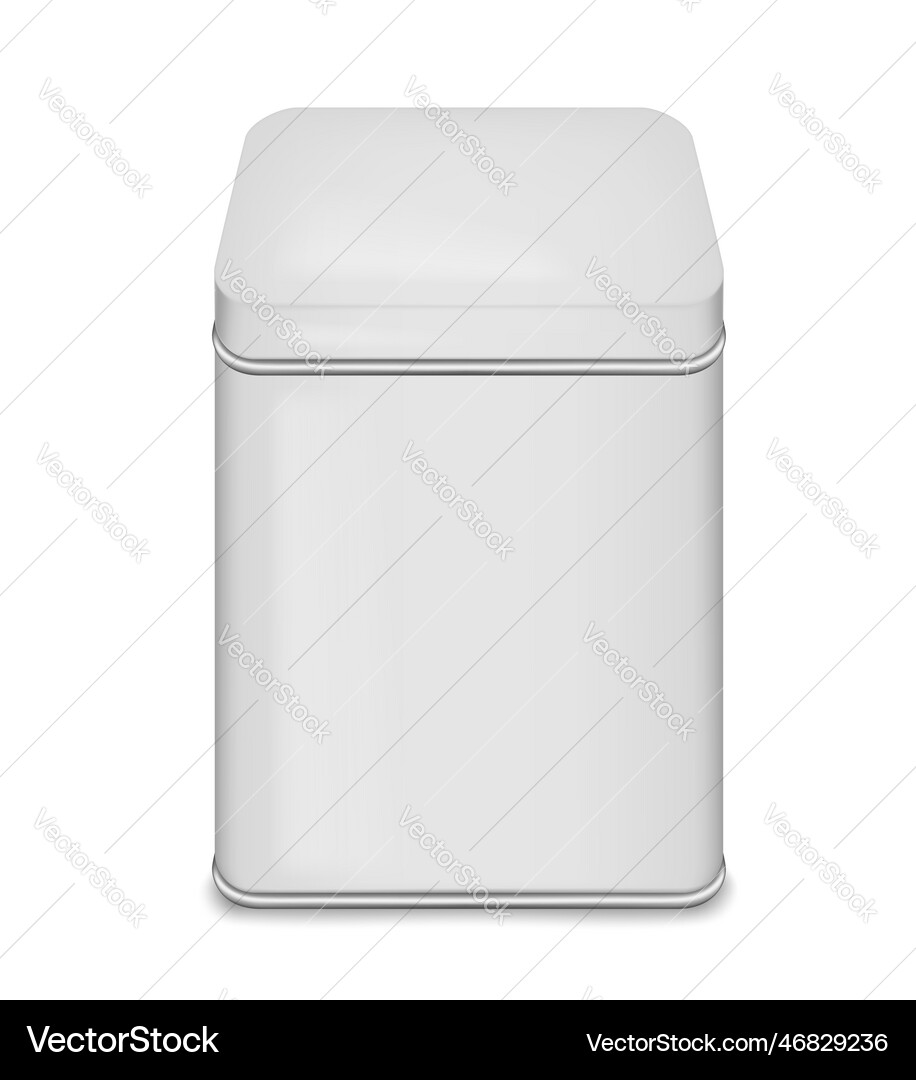 White tin box mockup square can with lid mock-up Vector Image