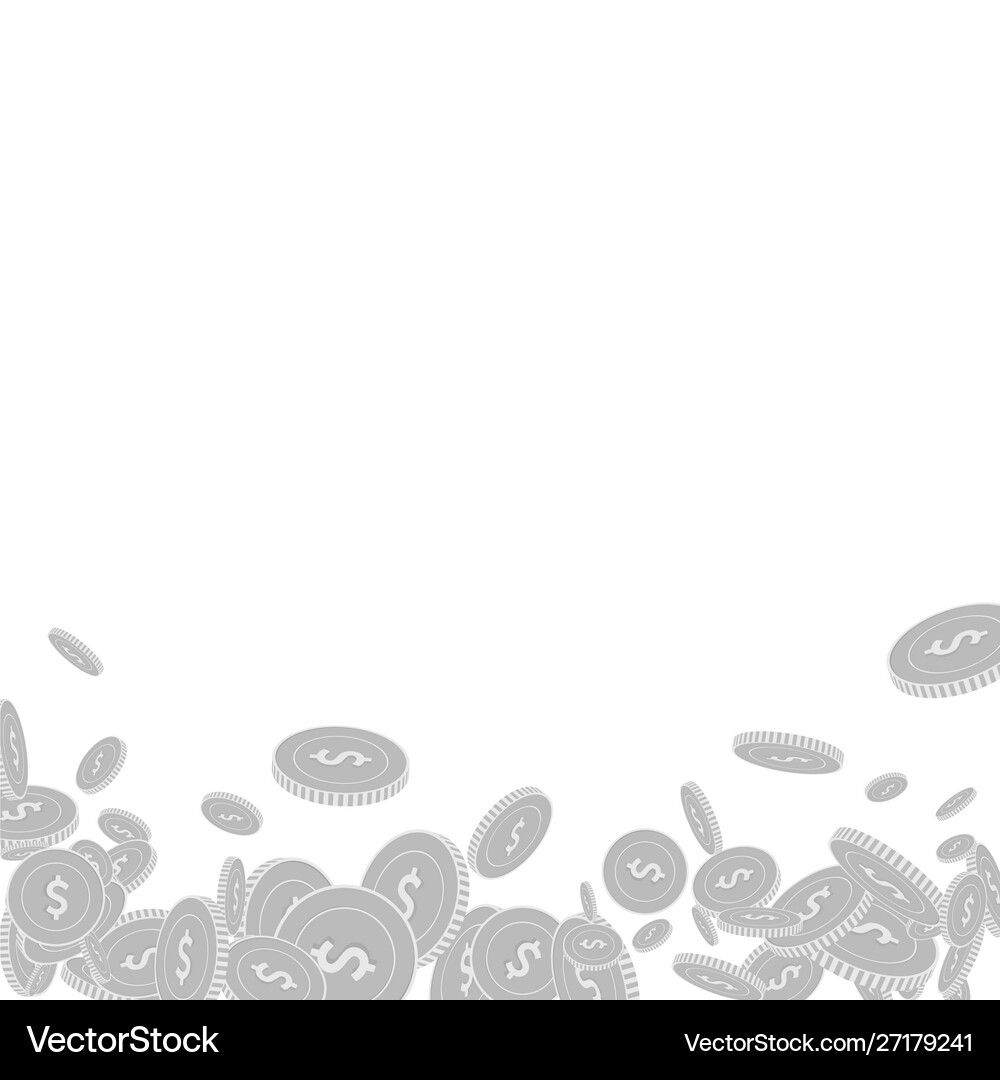 American dollar coins falling scattered black Vector Image