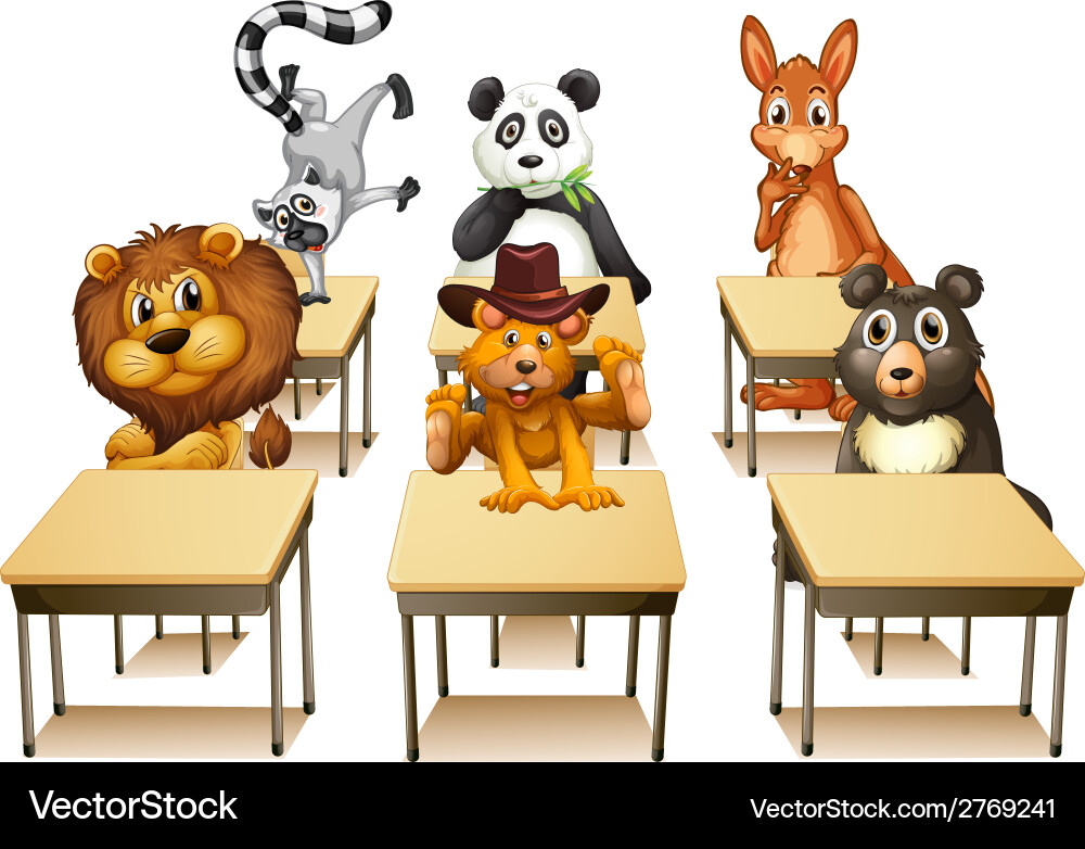 Animals in classroom Royalty Free Vector Image