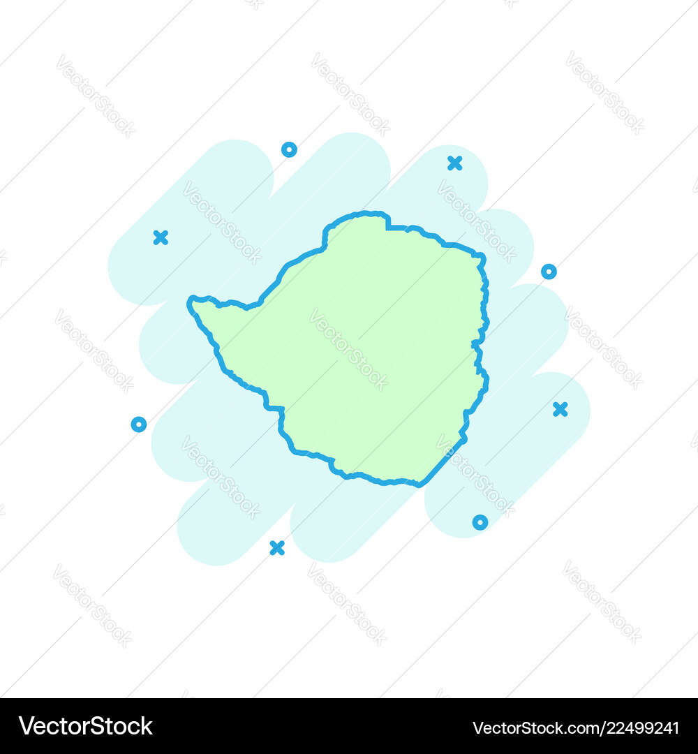 Cartoon zimbabwe map icon in comic style zimbabwe Vector Image