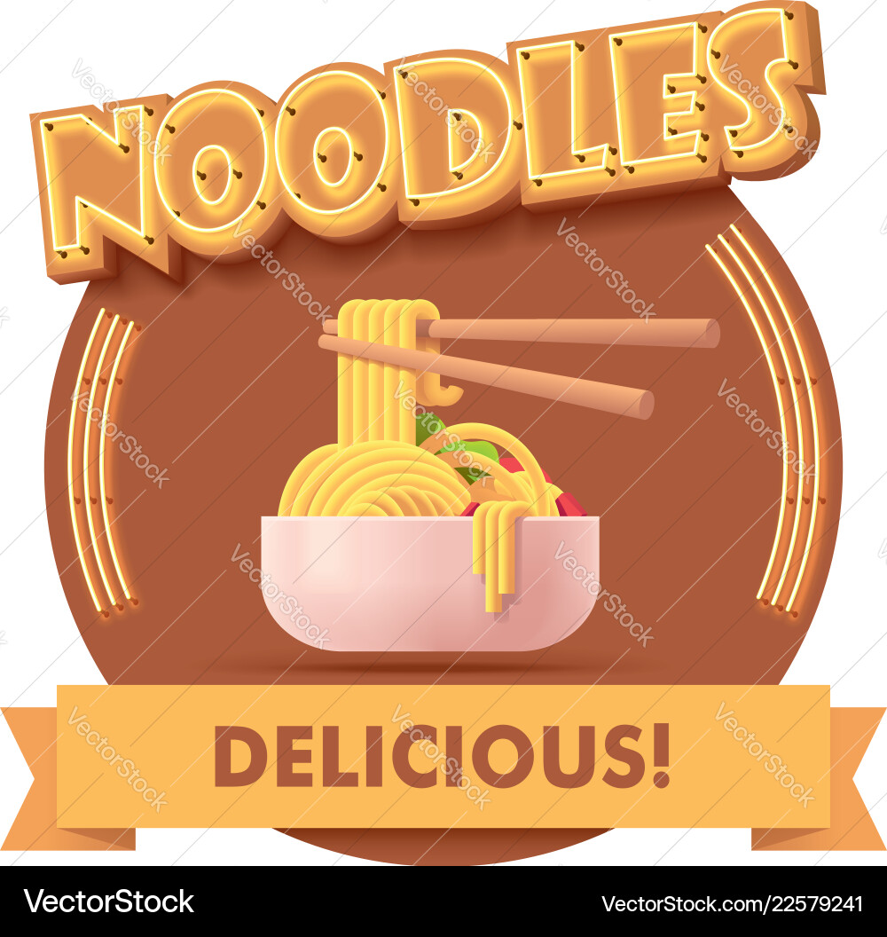 Chinese noodles icon or label for menu Royalty Free Vector