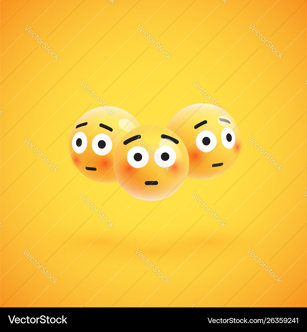 Group high detailed yellow emoticons Royalty Free Vector