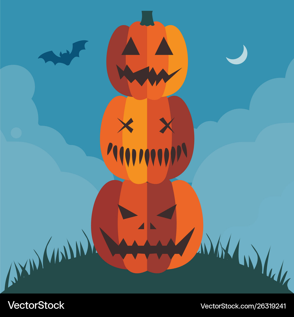 Halloween pumpkin pyramid poster or card template Vector Image