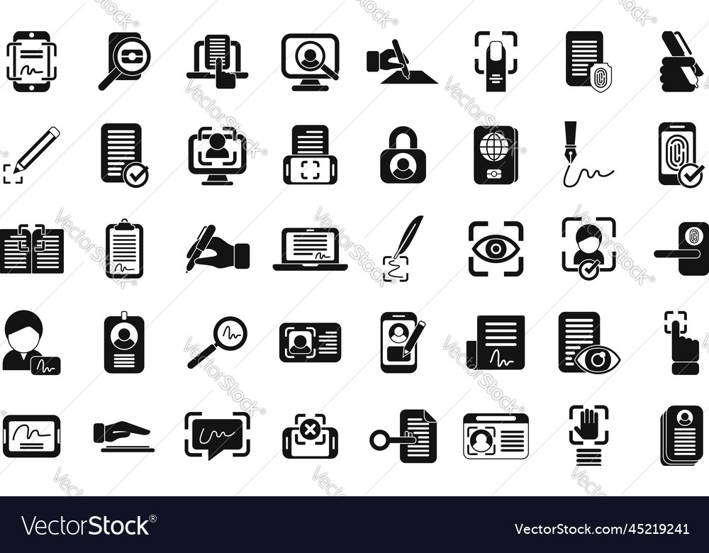 Handwriting identification icons set simple Vector Image Handwriting identification icons set simple Vector Image