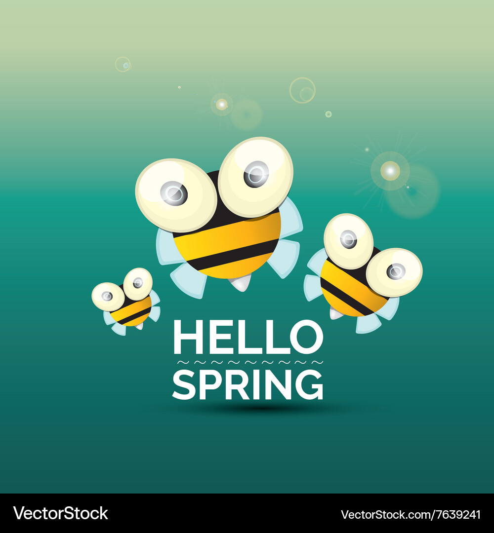 Hello spring cartoon cute bright baby bee icon Vector Image