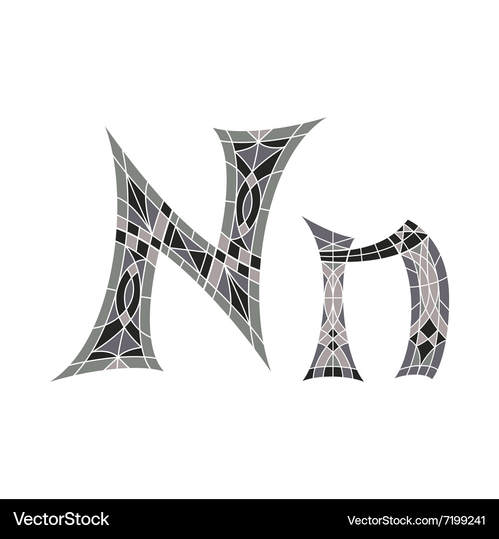 Low poly letter N in gray mosaic polygon Vector Image
