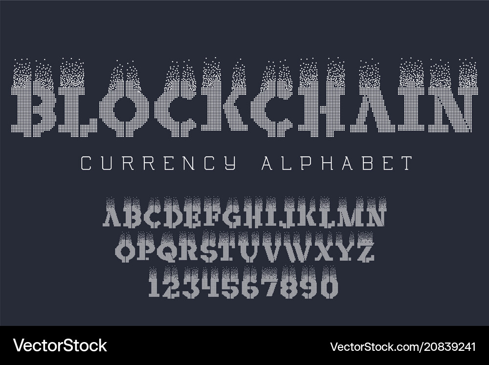 Pexel style lettering - electronic coin font Vector Image