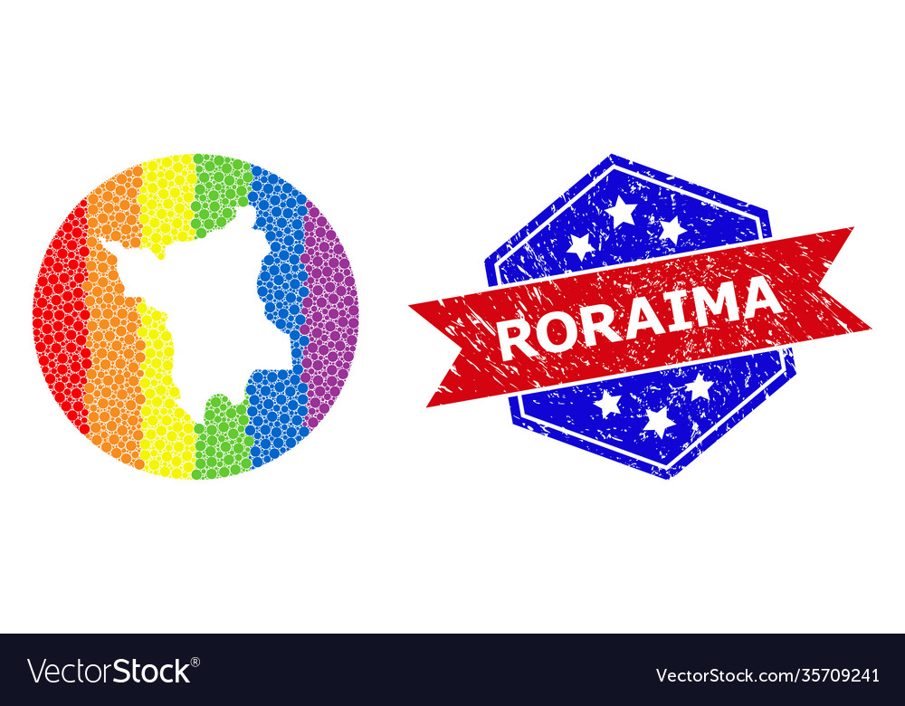 Rainbow colored dot map roraima state mosaic Vector Image