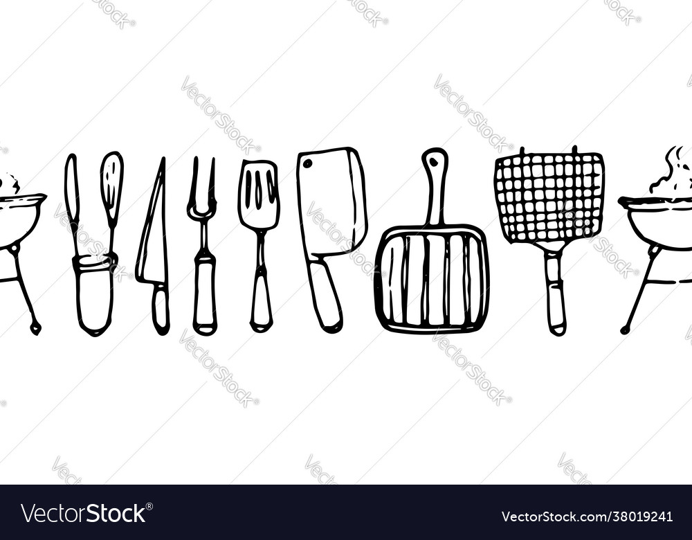 Seamless pattern grill tools Royalty Free Vector Image