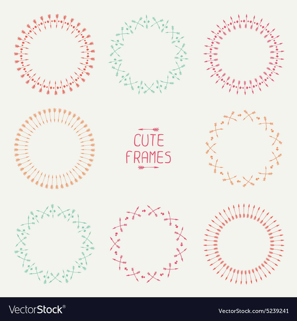 Set of colorful arrows frames Trendy hand drawn Vector Image