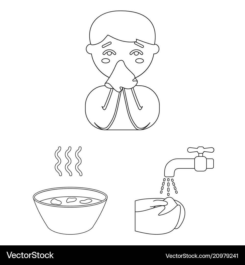 Sick man outline icons in set collection Vector Image