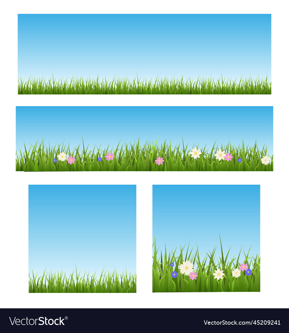 Spring easter and summer grass banners collection Vector Image