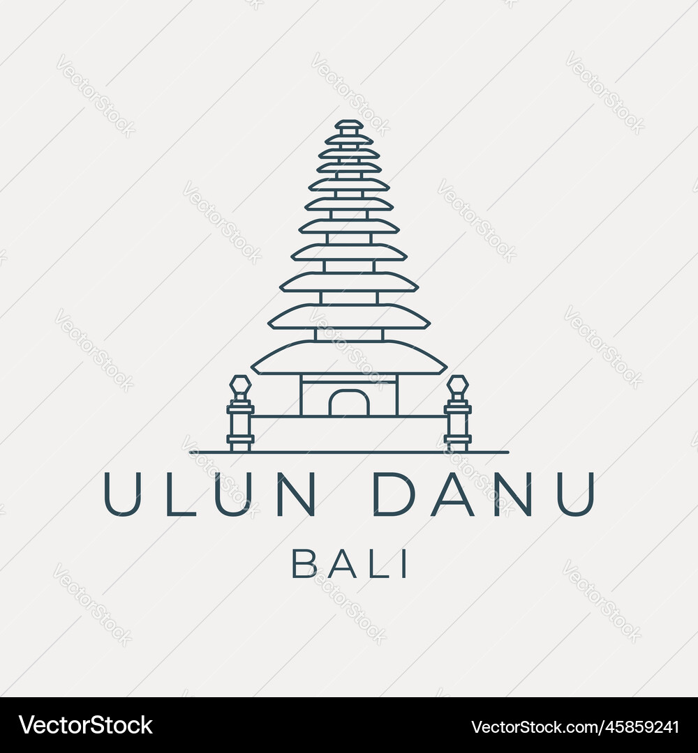 Ulun danu bali logo line art template design Vector Image