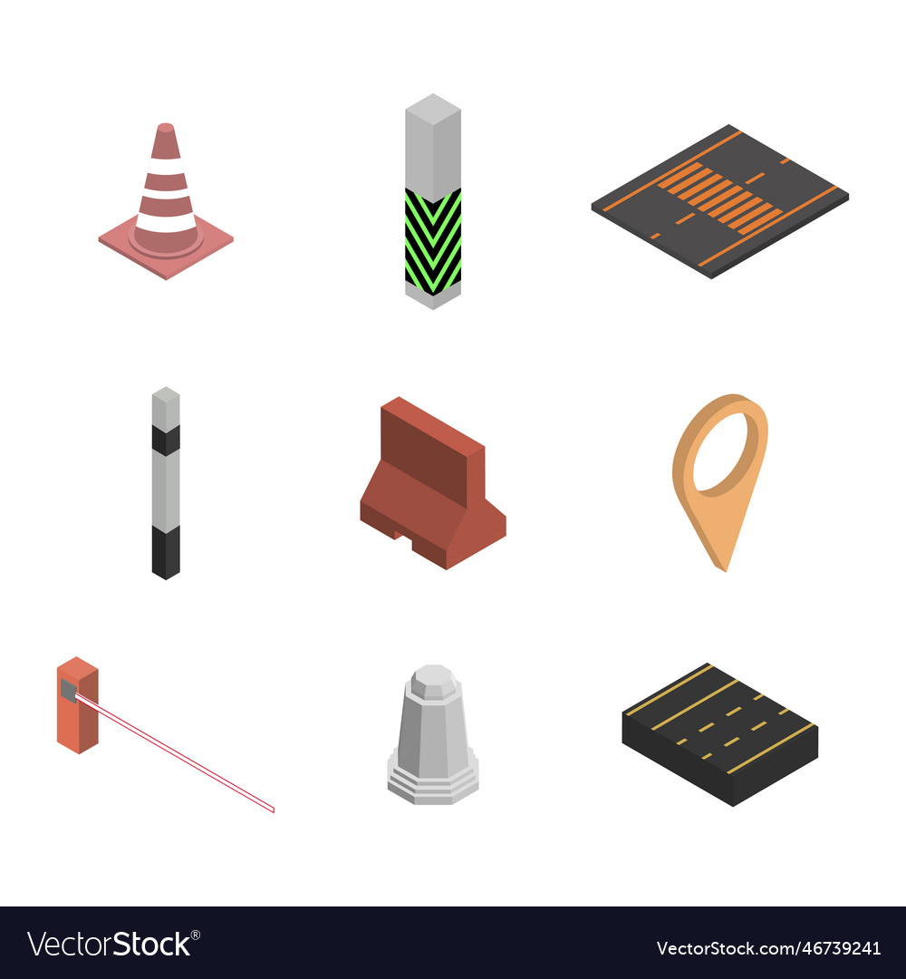 Under construction design elements flat 3d Vector Image