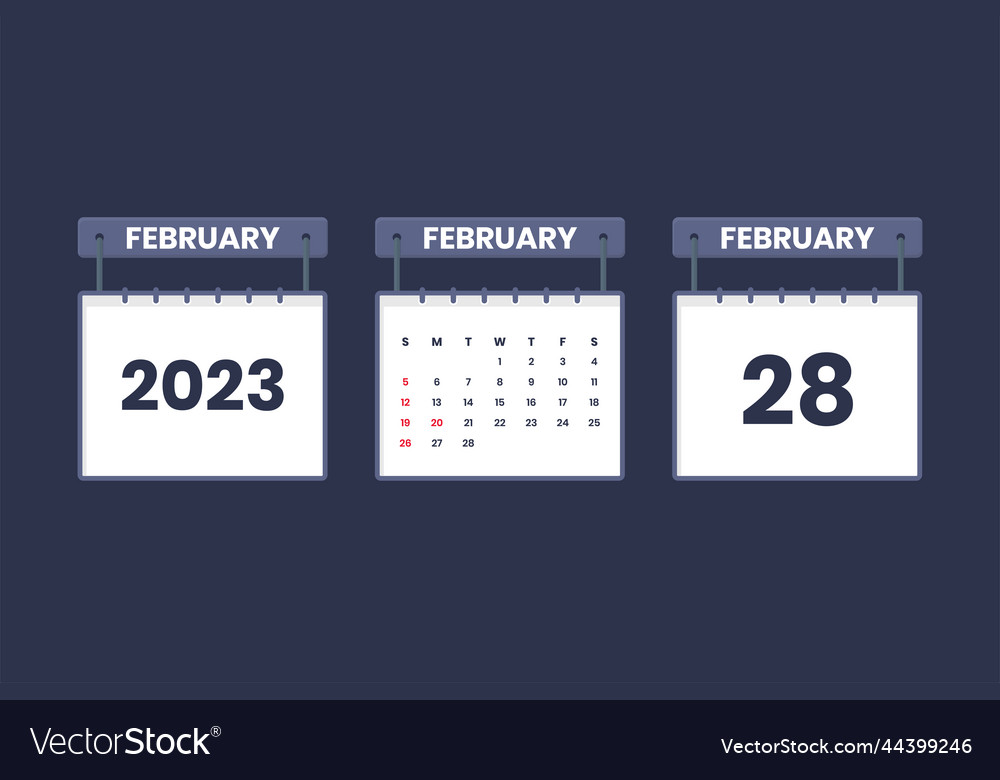 28 february 2023 calendar icon for schedule Vector Image