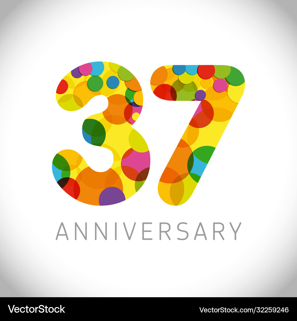 37 years anniversary circle colorful logo Vector Image
