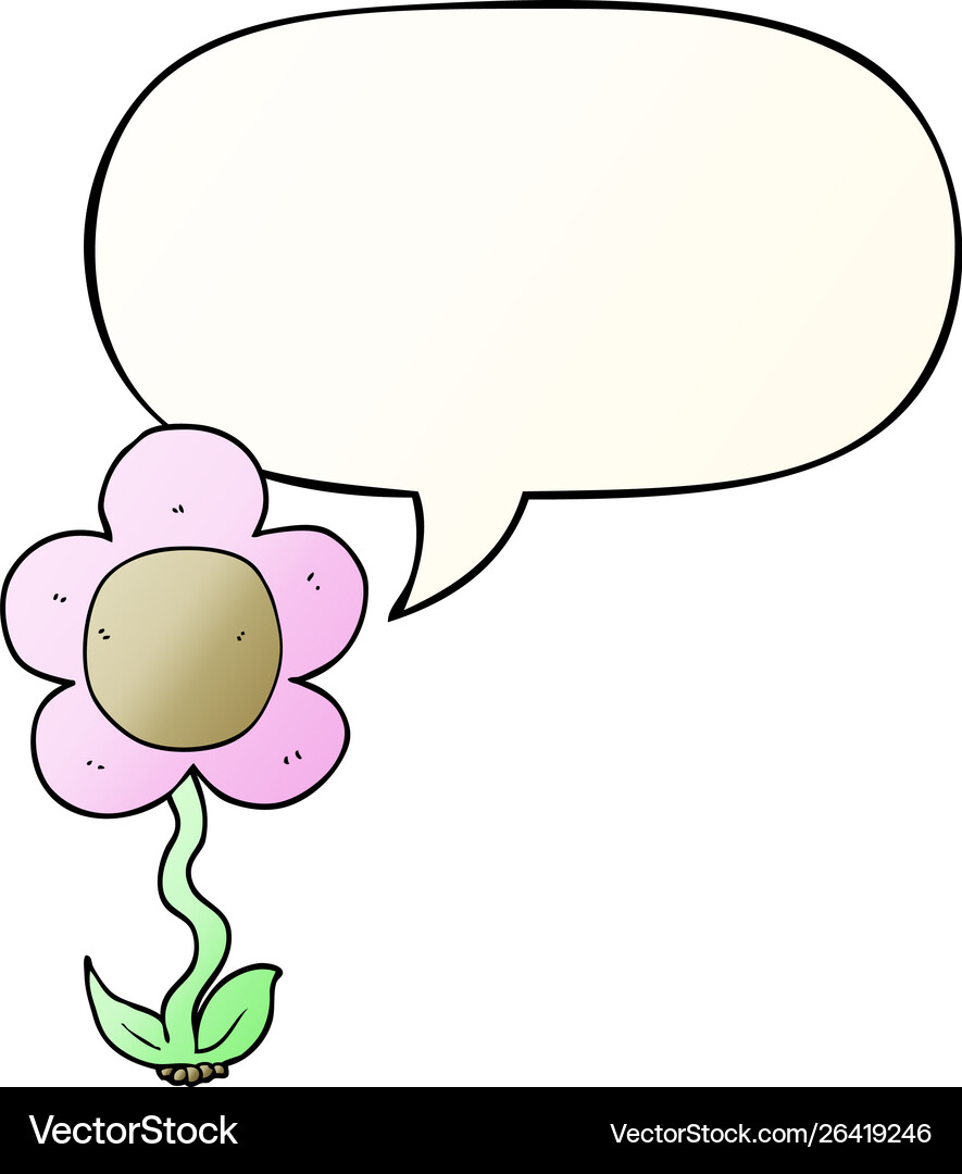 Cartoon flower and speech bubble in smooth Vector Image