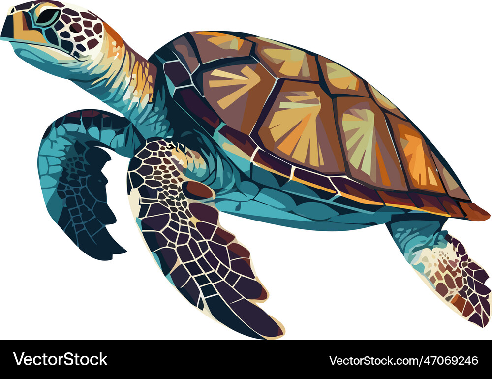 Colorful Sea Turtle Swimming Royalty Free Vector Image