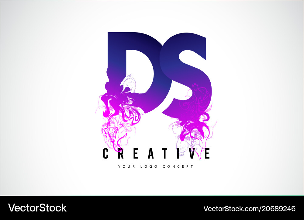 Ds d s purple letter logo design with liquid Vector Image