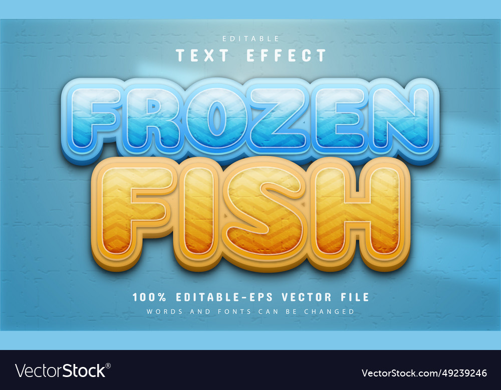Frozen fish text effect editable Royalty Free Vector Image