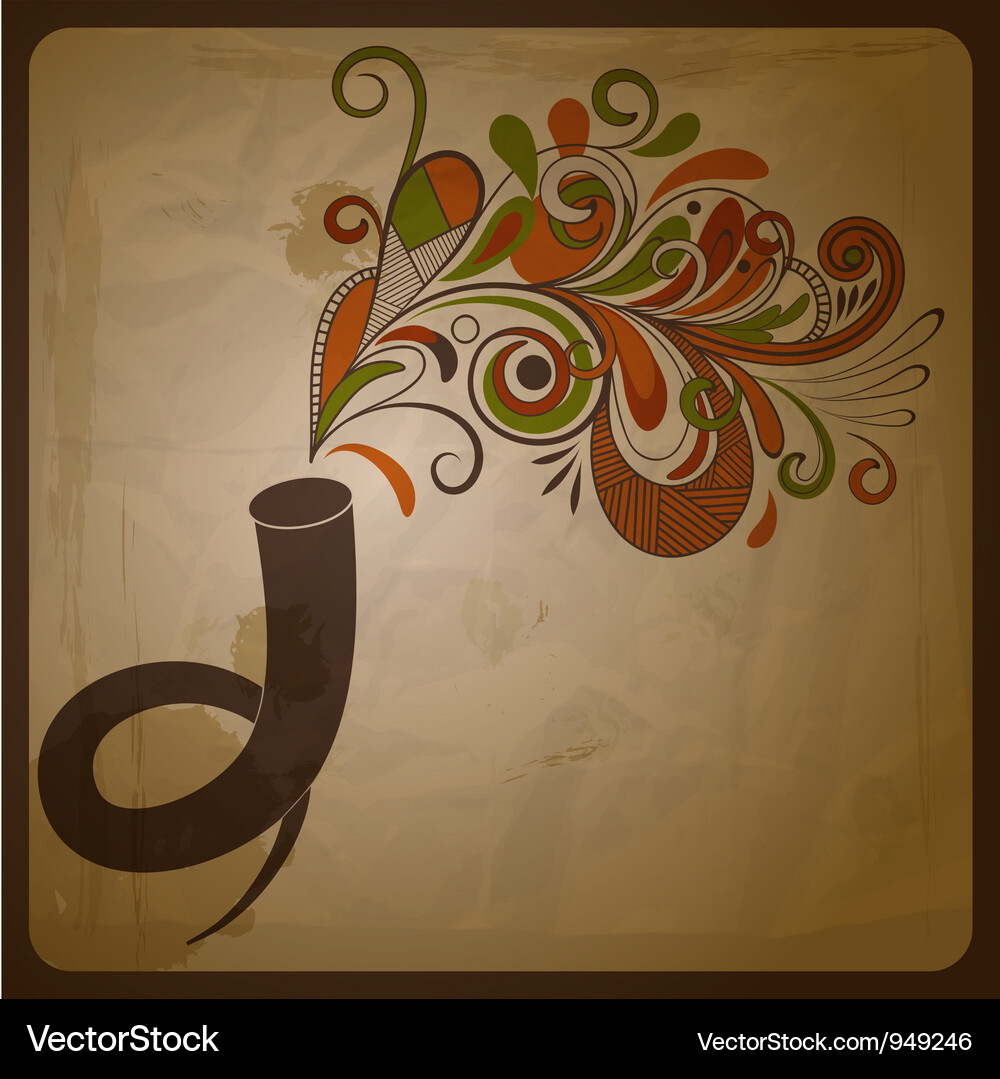 Horn and floral music Royalty Free Vector Image