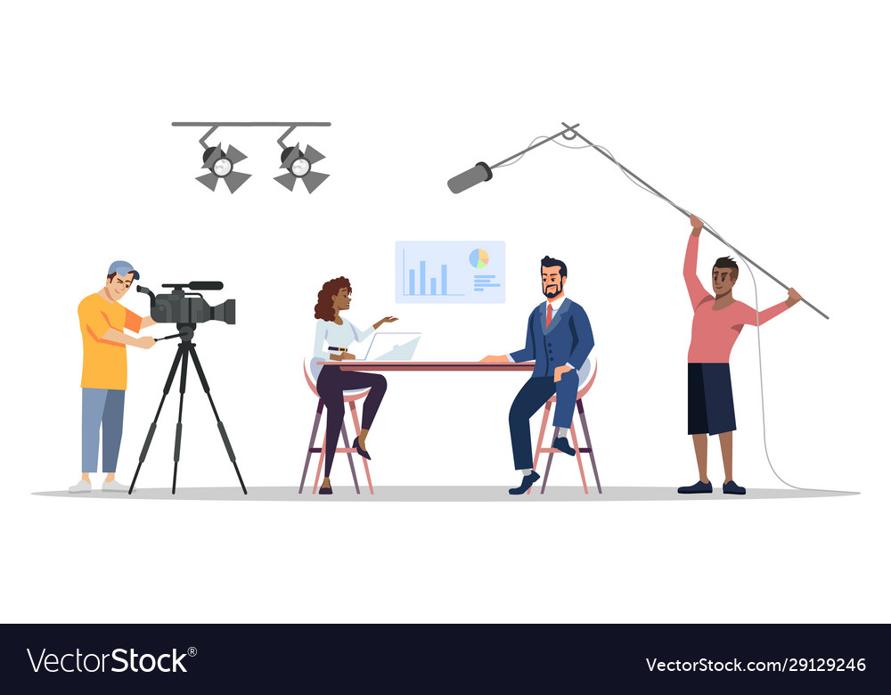 Journalistic interview at studio flat Royalty Free Vector