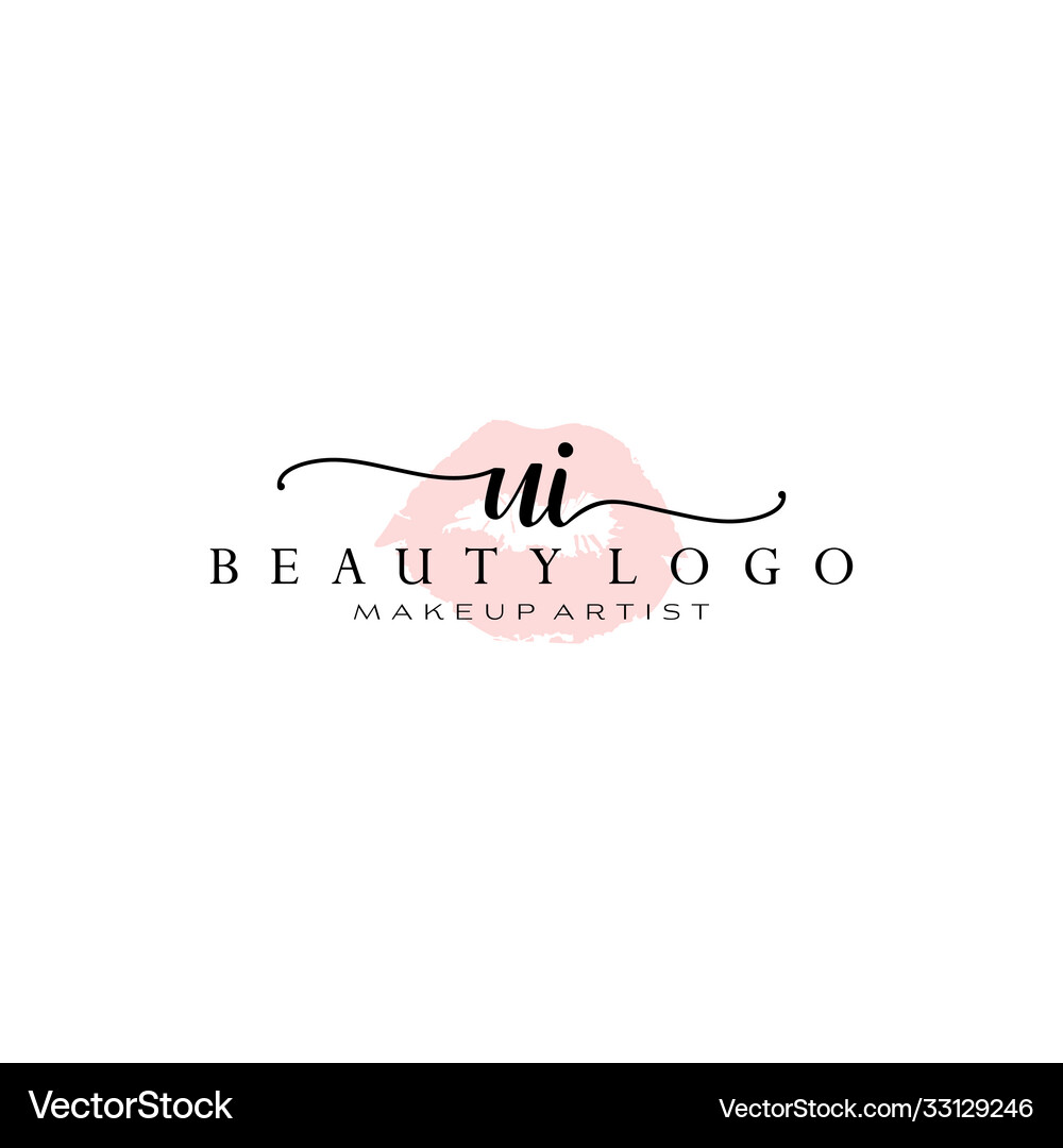 Letter ui watercolor lips premade logo design Vector Image