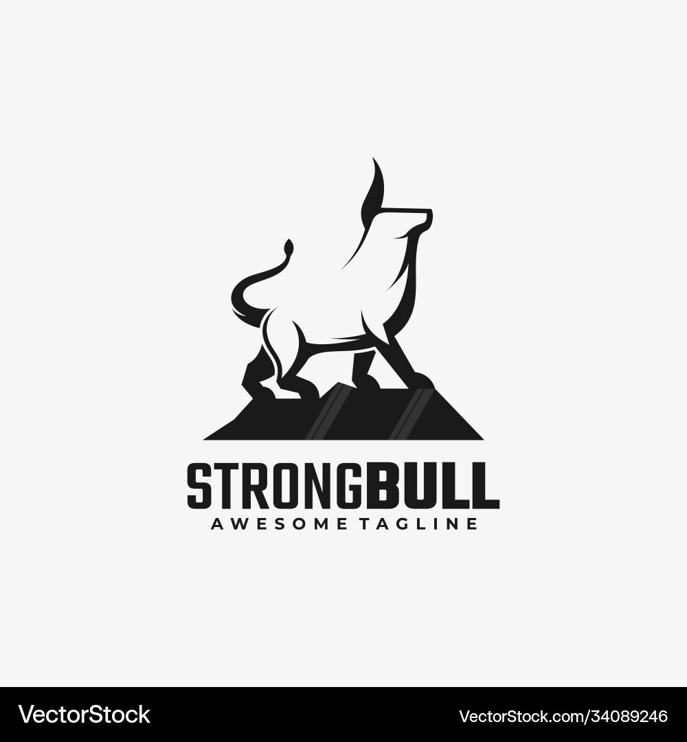 Logo strong bull simple mascot style Royalty Free Vector