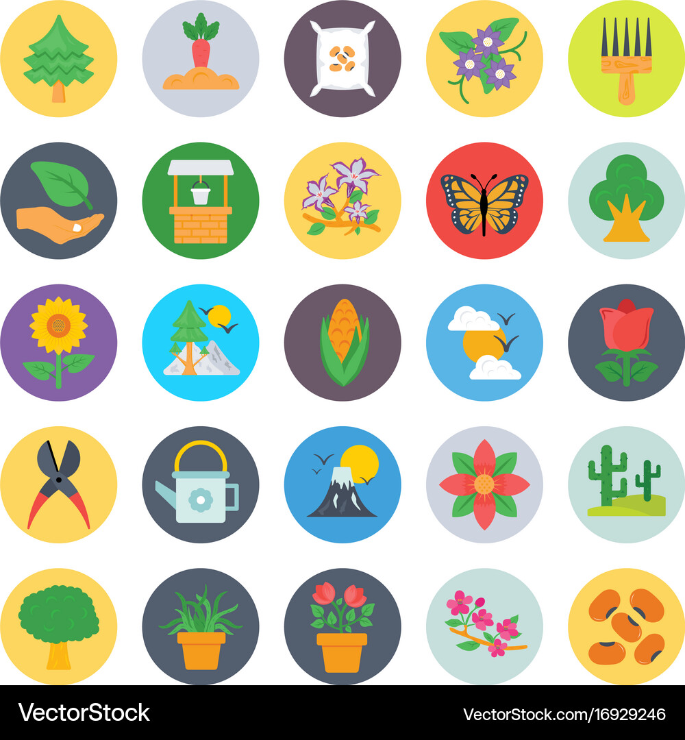 Nature and ecology flat circular icons 1 Vector Image