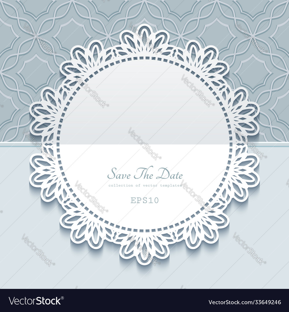 Round frame with lace border pattern Royalty Free Vector