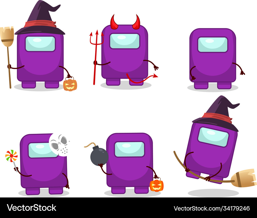 School student among us purple cartoon Royalty Free Vector