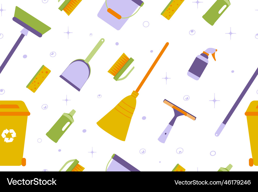 Seamless pattern background of cleaning equipment Vector Image