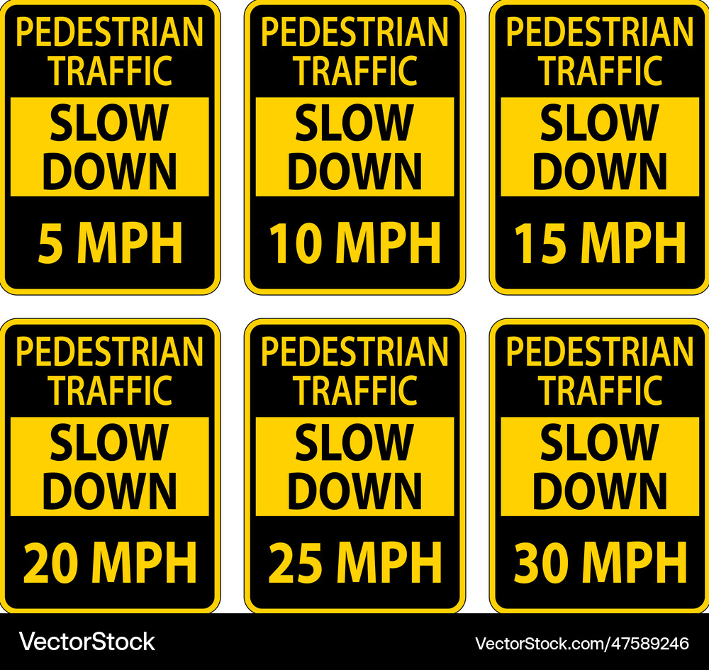 Slow down pedestrian traffic sign on white Vector Image