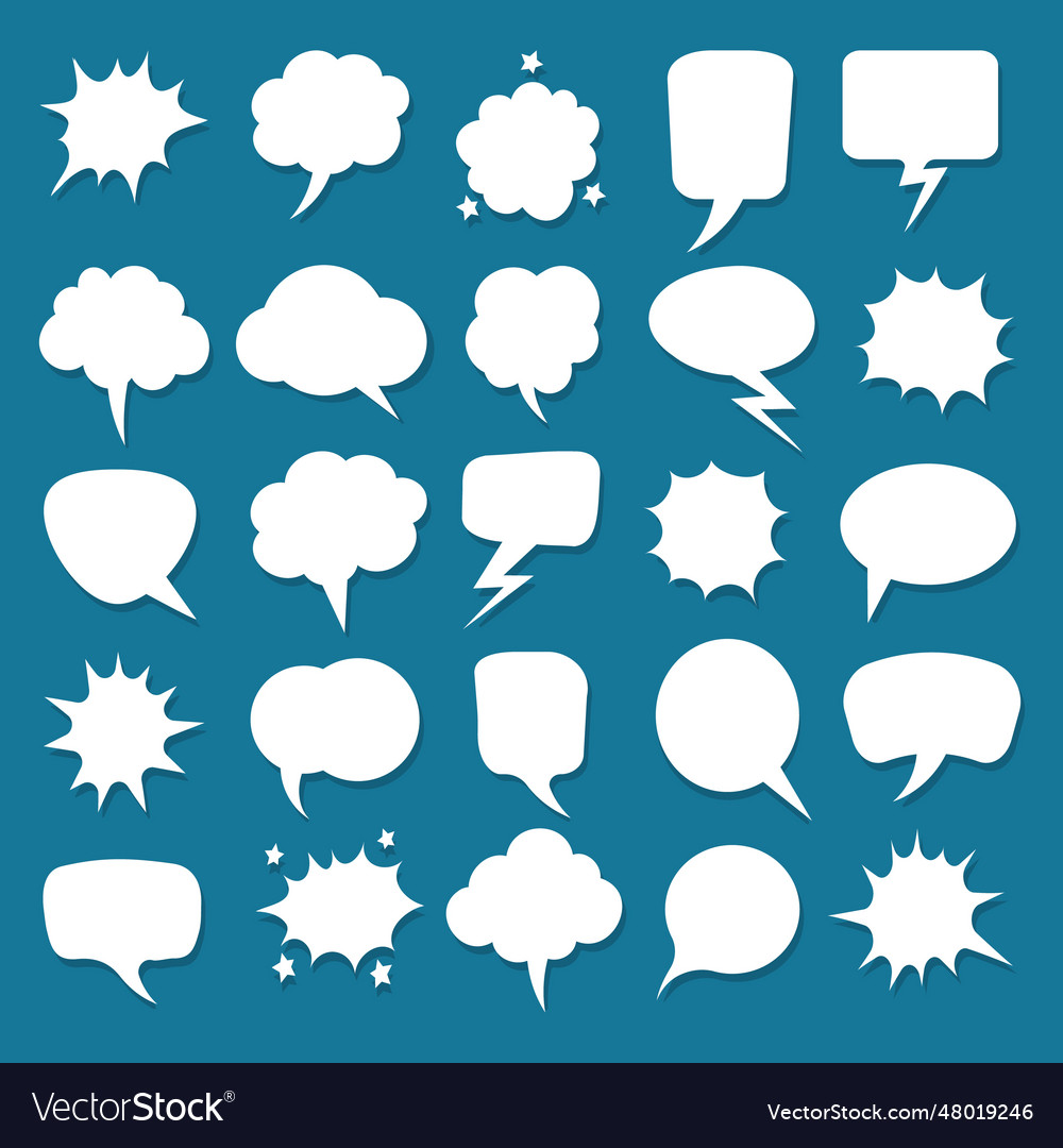 White blank bubble cloud set Royalty Free Vector Image