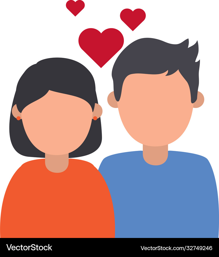 Young couple love hearts romantic affection Vector Image