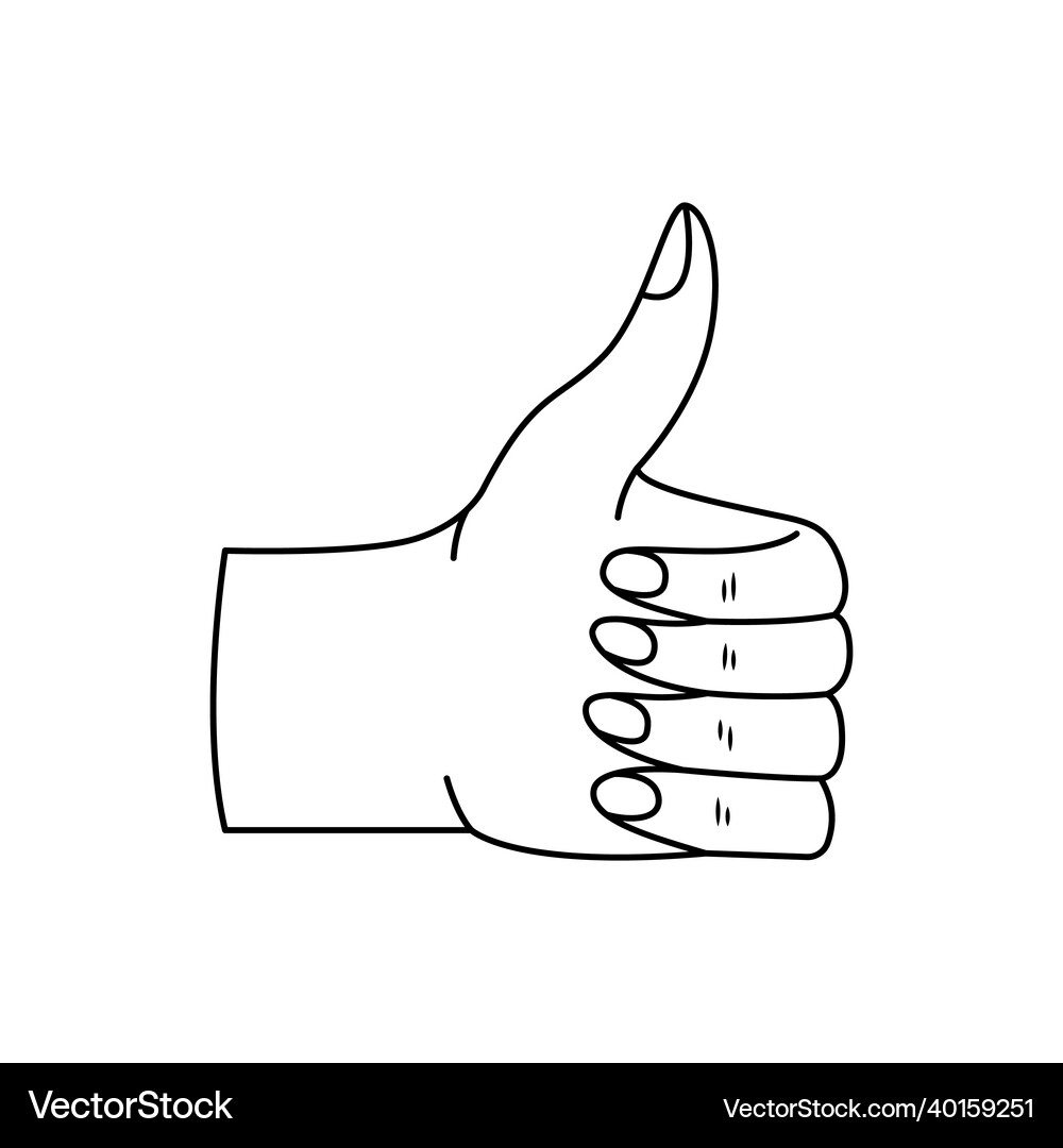 A gesture sign - thumbs up recommendation outline Vector Image