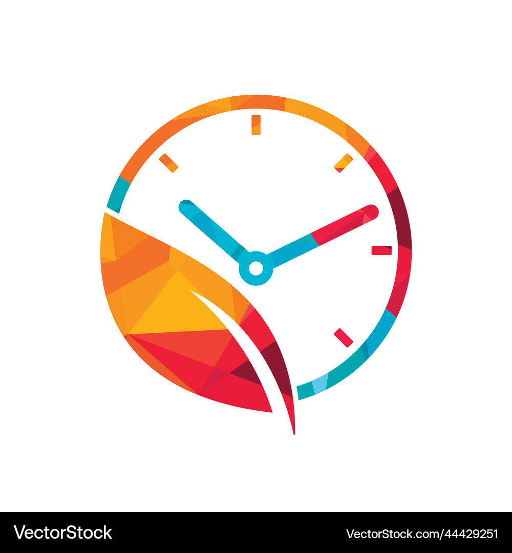 Clock and leaf logo design template Royalty Free Vector