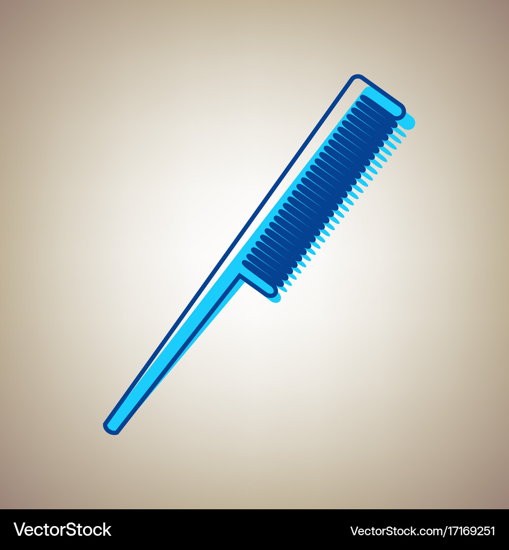 Comb sign sky blue icon with defected Royalty Free Vector