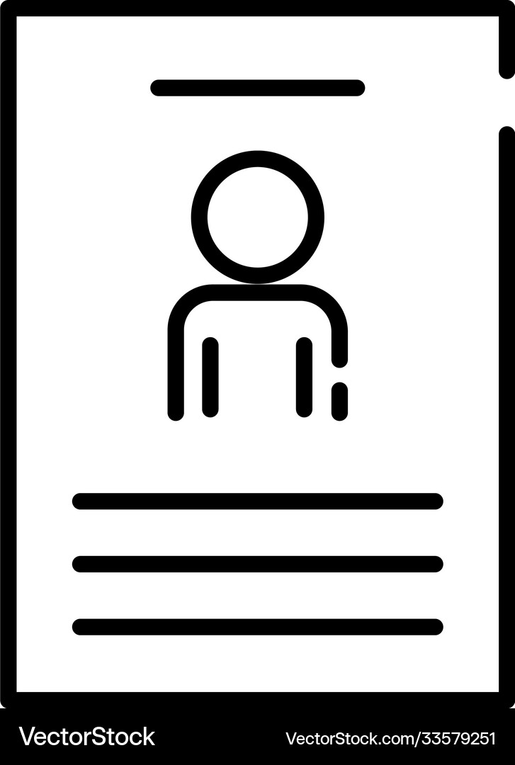 Human figure avatar in cv document line style icon
