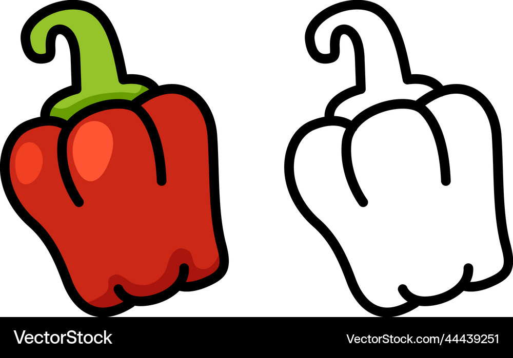 Isolated colorful and black white red pepper Vector Image