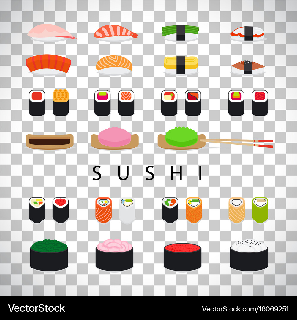 Japanese food sushi set Royalty Free Vector Image