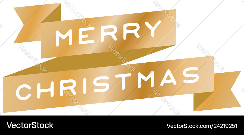 Merry christmas gold ribbon Royalty Free Vector Image