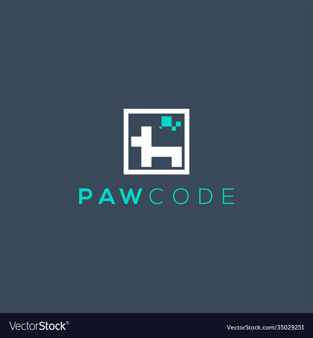 Paw code logo design technology Royalty Free Vector Image
