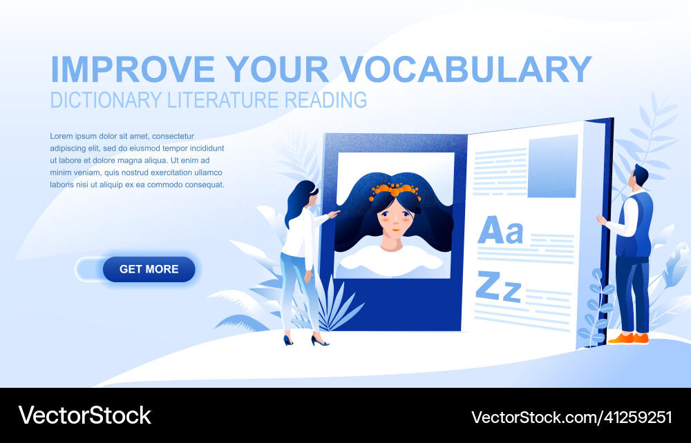 Vocabulary improvement flat landing page Vector Image