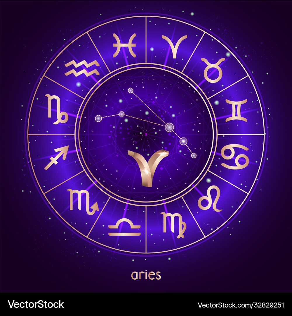Zodiac sign and constellation aries Royalty Free Vector