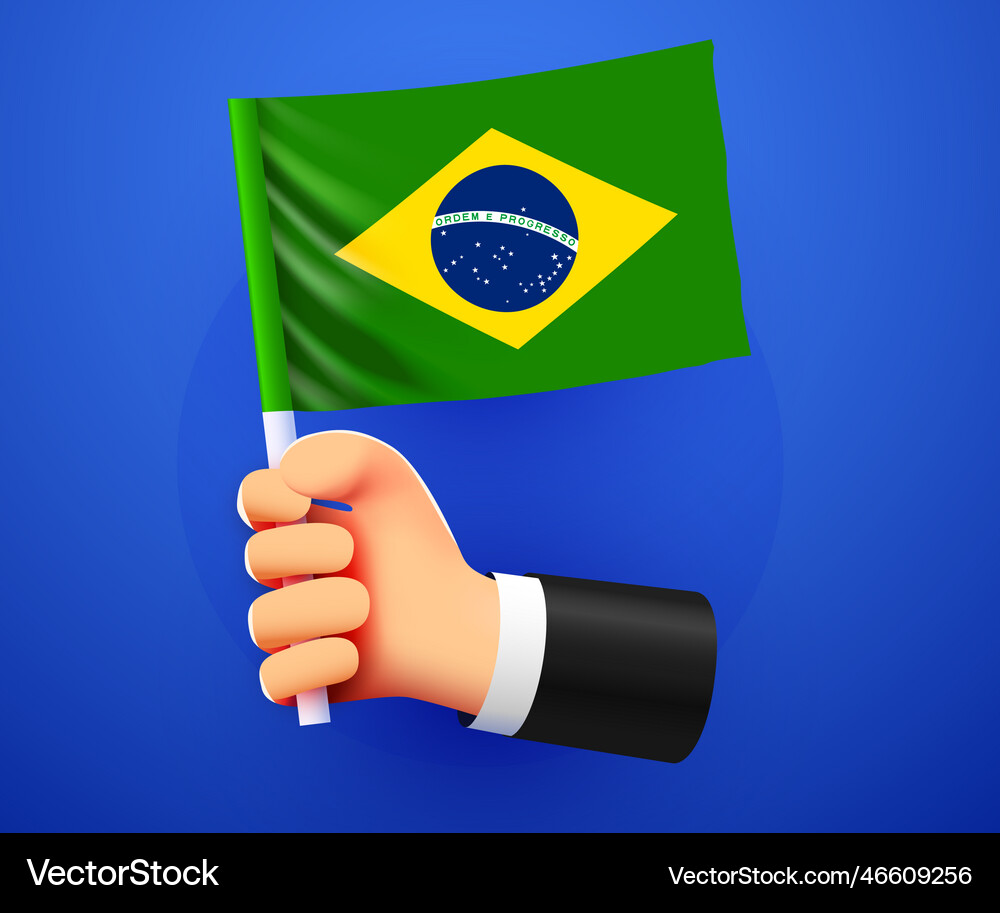 3d hand holding brazil national flag Royalty Free Vector