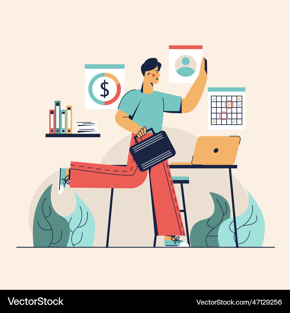 Creative character of successful man holding Vector Image