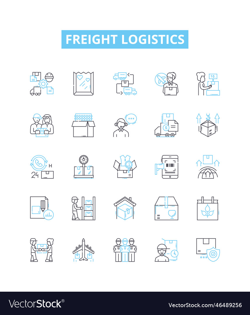 Freight logistics line icons set Royalty Free Vector Image