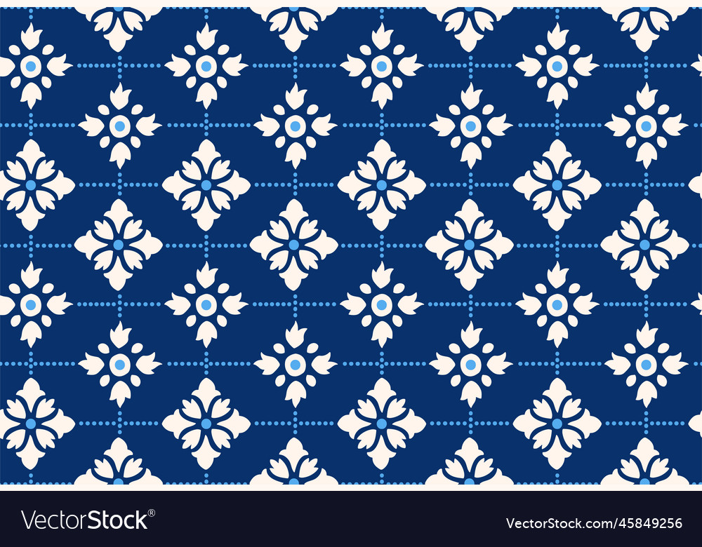 Geometrical shape repeat pattern design with blue Vector Image