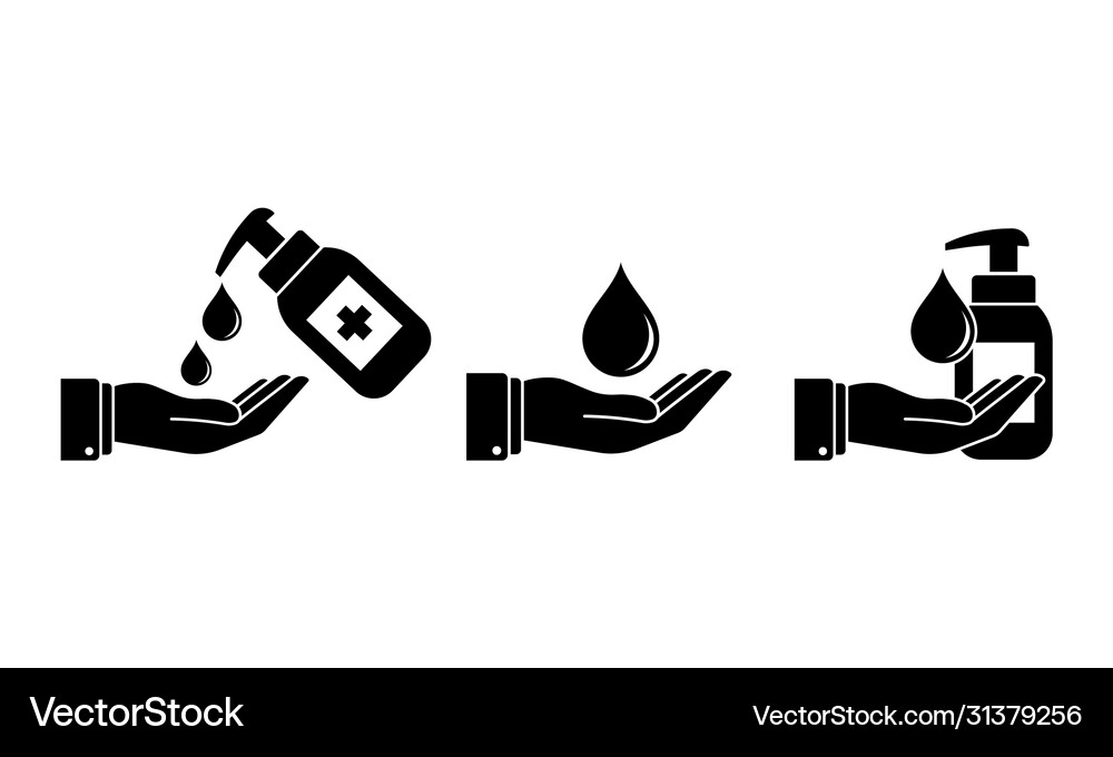 Hand sanitizer icon set isolated on white Vector Image